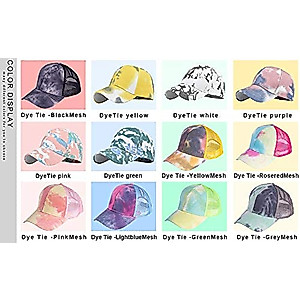 Criss Cross Hat Washed Distressed Baseball Cap Ponytail Hat High Messy Bun Ponycap for Women