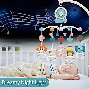 Eners Baby Musical Crib Mobile with Night Lights and Rotation, Rattles, Remote Control,Comfort Toys for Newborn Infant Boys Girls Toddles (Green)