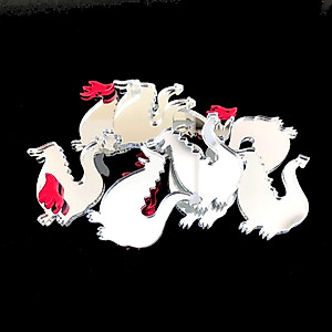 Super Cool Creations Dragon & Red Flame Shaped Crafting Mirrors, Set of 10, Many Colours, Shatterproof Acrylic, Black, Pack of 20 x 2cm