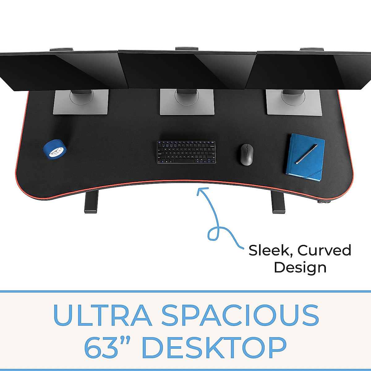 Stand Steady Tranzendesk Power | 63in Electric Gaming Desk | Extra Large Height Adjustable Electric Standing Desk | Ergonomic Computer Desk with 3 Monitor Mount Grommet Holes & Full Size Mouse Pad