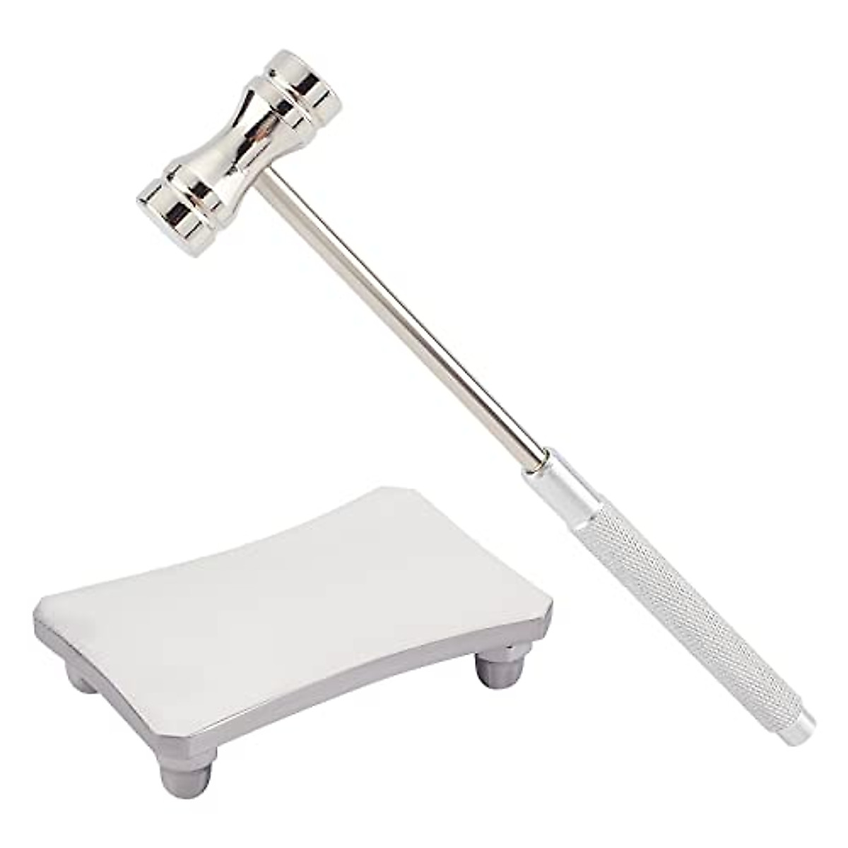 OLYCRAFT 6.3x1.3x0.6 Inch Mini Steel Hammer Jewelry Hammer Dual Head Hammer with 1.6x2.4x0.5 Inch Steel Plate for Jewelry Metal Stamping