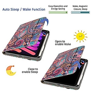 iPad Mini 6 Case with Pencil Holder 8.3 inch 2021, Support 2nd Gen Apple Pencil Charging, Premium PU Leather Smart Cover, Auto Wake/Sleep, Shockproof Protective iPad Mini 6th Generation Case