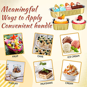 150 Pcs Mini Cake Pans with Lids Disposable Ramekins 6.8 oz 5 oz Aluminum Foil Cupcake Baking Cups, Rectangle Round Square Cupcake Liners Cake Tins for Flan Muffin Dessert Party Favors, Gold