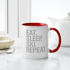 CafePress Eat Sleep Ski Repeat Mugs Ceramic Coffee Mug, Tea Cup 11 oz