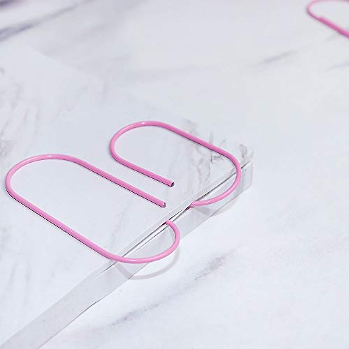 Cute Jumbo Paper Clips, Multibey 2" Non-Skid Metallic Large Wide Paperclips Bookmark in Reusable Holder Office School Supplies Desk Organizer, 50mm 30PCS Per Box (Pink/Rose Red))