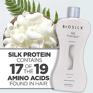 BioSilk Silk Therapy Shampoo, Gentle Hair Cleanser Delivers Healthy & Shiny Hair, Great For All Hair Types, Sulfate, Paraben, & Cruelty-Free, 34 Oz