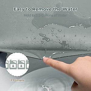 LPYFRG Under Sink Mats for Kitchen Waterproof, 34" X 22" Under Sink Liner, Under Sink Tray with Clean Brush, Kitchen and Bathroom Cabinet Flexible Silicone Sink Mat for Drips Leaks Spills (Grey)