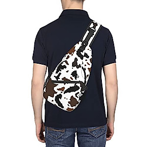 Cow Print Sling Backpack,Crossbody Sling Bag Travel Hiking Daypacks Pattern Rope Chest Shoulder Daypack For Men Women