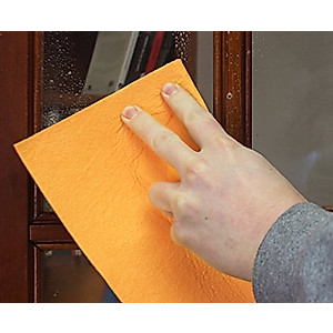 Super Shammy Cloth. The Newest Original German Shammy - Commercial Grade Drying Chamois. 7 Orange Large