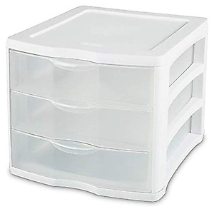 Sterilite 17918004 Compact Portable 3 Storage Drawer Organizer Cabinet (2 Pack)