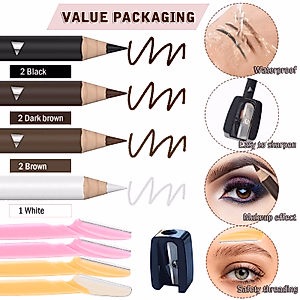 7Pcs Multicolor Eyebrow Pencil Eyeliner Set, Waterproof Eye Brow Pencil, Easy to Coloromen Women Professional Eyebrow Pencil Smudge Proof Long Lasting Makeup Eye Liners (Multicolor)