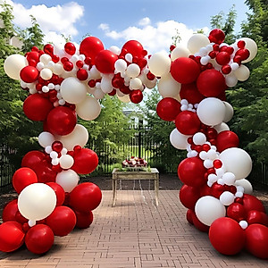 Red Balloons Double Stuffed Red Balloons Different Sizes Latex Ruby Red Balloon Garland Matte Premium Red Balloon Arch Kit for Birthday Wedding Baby Shower Mother's Day Christmas Party decorations