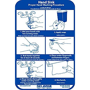 San Jamar HWWLCT Hand Washing Station Smart Chart, 6" Width x 9" Height