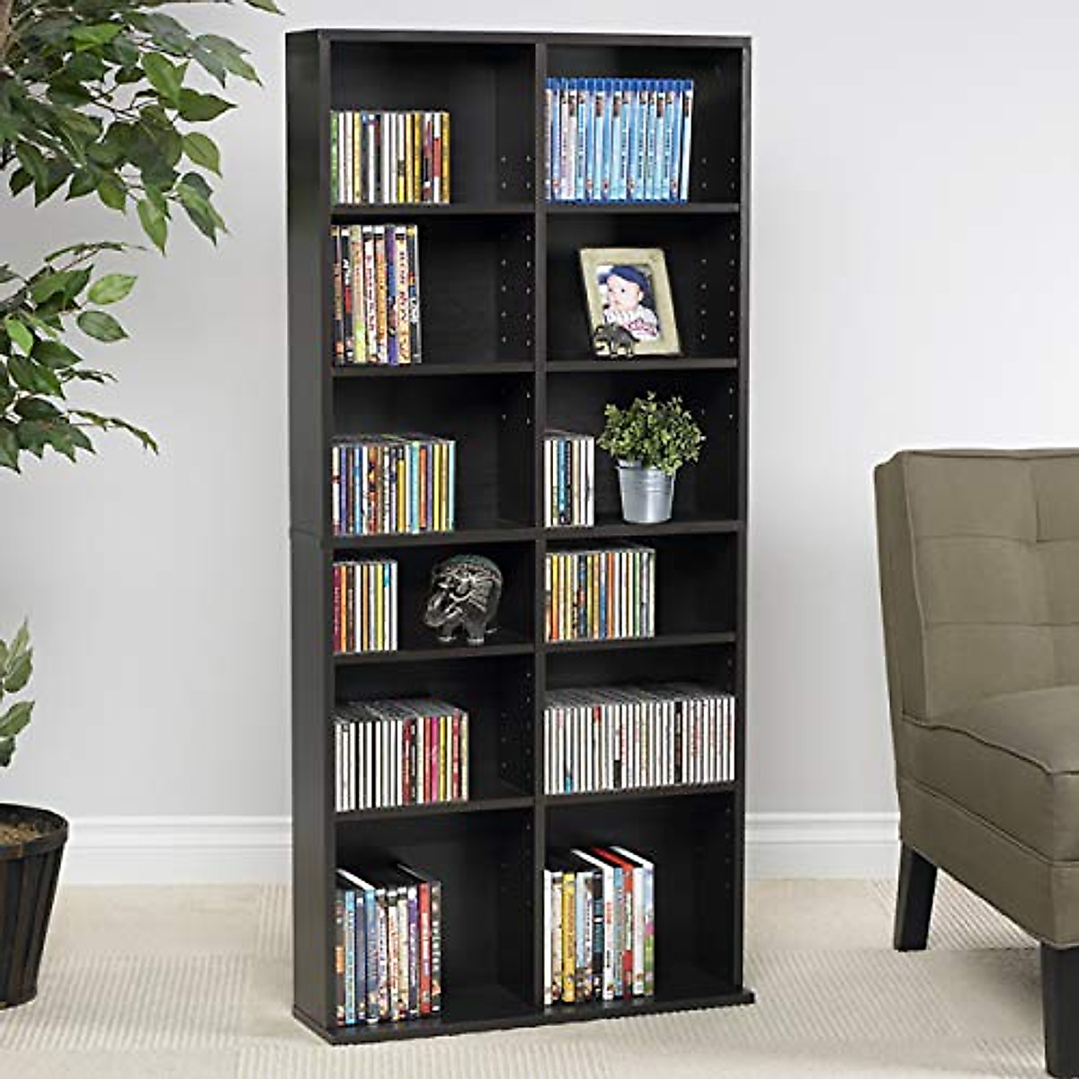 Atlantic Oskar Adjustable CD/DVD/Blu-ray Media Cabinets - Holds up to 756 Discs, 12 Adjustable Shelves Provide Flexible Storage