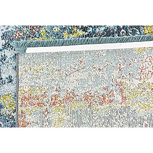 Unique Loom Baracoa Collection Bright Tones Vintage Traditional Runner Rug, 2' 7" x 10' 0", Teal/Ivory