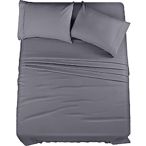 Utopia Bedding Full Bed Sheets Set - 4 Piece Bedding - Brushed Microfiber - Shrinkage and Fade Resistant - Easy Care (Full, Grey)