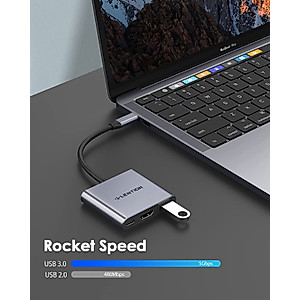LENTION 3-in-1 USB C Hub with 100W Power Delivery, USB 3.0 & 4K HDMI for 2023-2016 MacBook Pro, New Mac Air/Surface/Chrome/Steam Deck, More, Stable Driver Adapter (CB-C14, Space Gray)