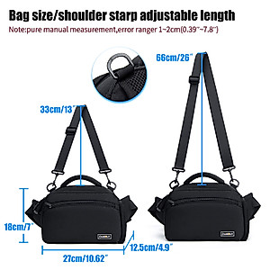 Cwatcun Waist Camera Case DSLR SLR Bag Sling Shoulder Camera Bag Water Resistant Pack for Camera Carrying Case for photographer Hiking Shooting Traveling Men Women