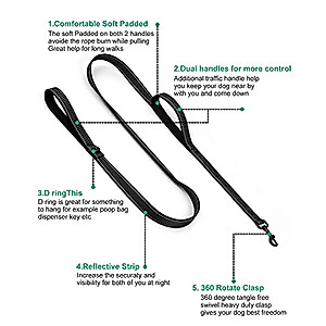 Dog Leash, Heavy Duty Dog Leash, Leashes for Large Breed Dogs 5FT 6FT, Double Handle Dog Leash, Reflective Training Lead, Perfect for Medium to Large Dogs