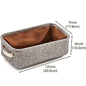 EZOWare 6pc Storage Bins Baskets, Small Folding Drawer Dresser Desktop Organizer Cubes Set with Handles -12 x 7 x 4 inch - Dark Gray