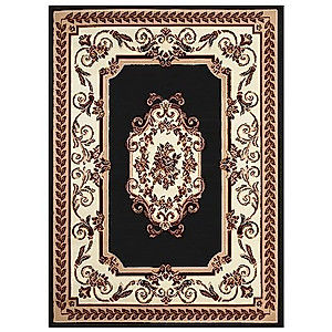 AllStar Rugs Black 5x7 Traditional Area Rug (5' 2" x 7' 1")