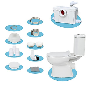 500W Macerating Toilet,Upflush Toilet for Basement Toilet System, Upflush Toilet With Powerful & Quiet Macerator Pump with 4 Water Inltes for Kitchen Sink, Bathroom, Laundry