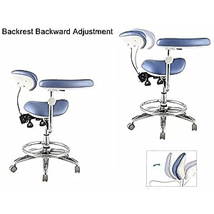 Deluxe Dental Saddle Chair Medical Stool PU Leather High Density Height Adjustable