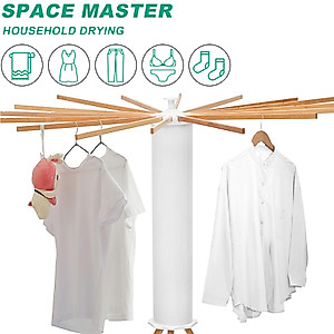 Tripod Clothes Drying Rack,Collapsible and Portable Clothes Drying Rack,16 Wooden Poles,Folding Drying Rack for Clothes,Indoor& Outdoor Holder