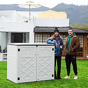 ADDOK 2SG Larger Horizontal Storage Shed Weather Resistance, 4.4 x 2.8 ft Outdoor Storage Cabinet Lockable, Thick HDPE Plastic Storage Unit for Backyards, Patio, Garden（37 Cu. ft）