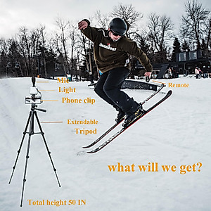 Smartphone Video Kit, Vlogging Kit, Youtuber Kit, with Microphone Light Tripod 50" Extendable Phone Clip Remote Control Compatible with iPhone/Smartphone/Cameras