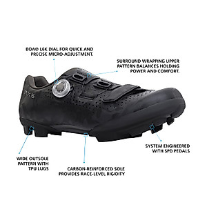 SHIMANO SH-RX600 Men’s Versatile Gravel Cycling Shoe, Black, 13-13.5 Men (EU 49)