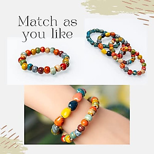 Sun&Beam Bracelet Set Ceramic String Beads Handmade Gift Colorful Men Women Stone Adornment Art Ethnic Accessories Student Cute 4Pcs (#01)