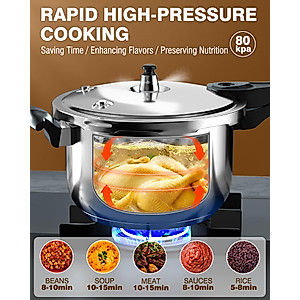 WantJoin Stainless Steel Pressure Cooker(Non-Aluminum),10 Quart Induction Compatible Pressure Cooker with Spring Valve Safeguard Devices,Compatible with Gas & Induction Cooker