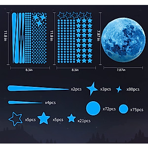 Glow in The Dark Stars for Ceiling - Glow in Moon and Stars Wall Decals for Bedroom,Starry Wall Decor for Baby Nursery Girls Boys Room
