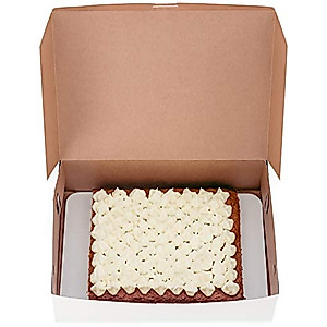 Made in USA Recycled White Kraft Cake Box & Rectangular Cake Boards (Pack of 5 – Front Loading)