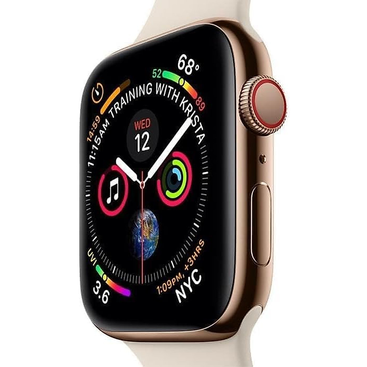 Apple Watch Series 4 (GPS + Cellular, 40MM) - Gold Stainless Steel Case with Stone Sport Band (Renewed)