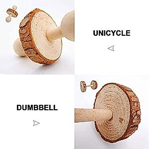 LALFPET Hamster Chew Toys,Pet Natural Wooden 12pcs Dumbbells Exercise Bell Roller Tunnel Tube ect.Teeth Care Molar Toy for Parrot Syrian Hamster Gerbil Rat Guinea Pig Gerbil ect.Small Animals