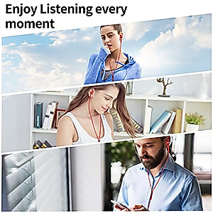 3.5mm Earphone for Samsung A13 Earbuds Headphones Hi-Res Audio Earphones Noise Isolation Deep Bass Stereo Sound Headset with Mic Volume Control for Moto G Pure,One 5G Ace,Galaxy S10+,Pixel 5a Red