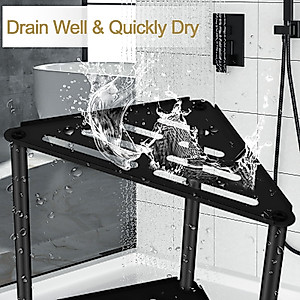 DOKU 2-Tier Corner Bathroom Counter Organizer, Stainless Steel Perfume Tray and Vanity Countertop Shelf, Makeup Bathroom Organizers and Storage for Bathroom, Dresser, Kitchen (Matte Black)