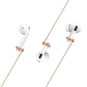 JOJOPANDA Anti-Lost Airpod Chain Holder Lanyard Cord Strap Slide Adjustable Y Necklace Compatible Airpods Pro/3/2/1 (Heart + Golden Slim Chain)