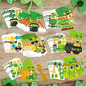 Fancy Land St. Patrick Day Craft Kit for Kids Make A St. Patrick's Day Stickers Leprechauns Shamrock Owl for Party 30Pack
