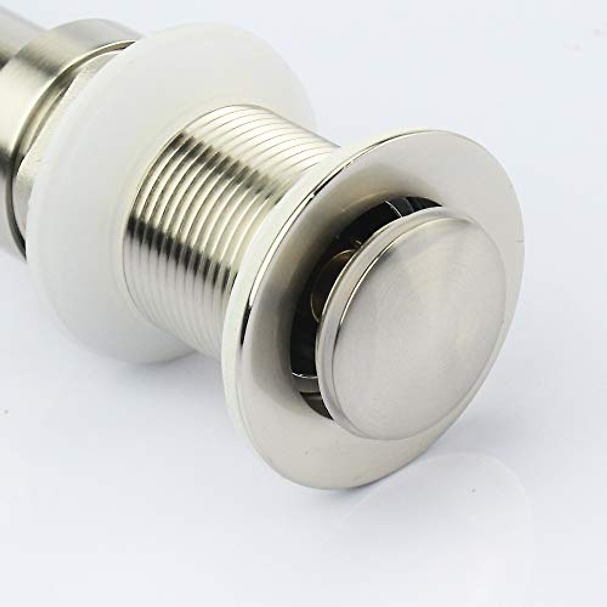 Vessel Sink Drain Stopper Without Overflow, Lavatory Bathroom Pop Up Drain, Brushed Nickel