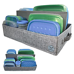 NAVILIS Lid Organizers Inside Cabinet - Food Storage Container Organizer Suitable For Large Containers - Lid Storage Organizer With 6 Adjustable Dividers