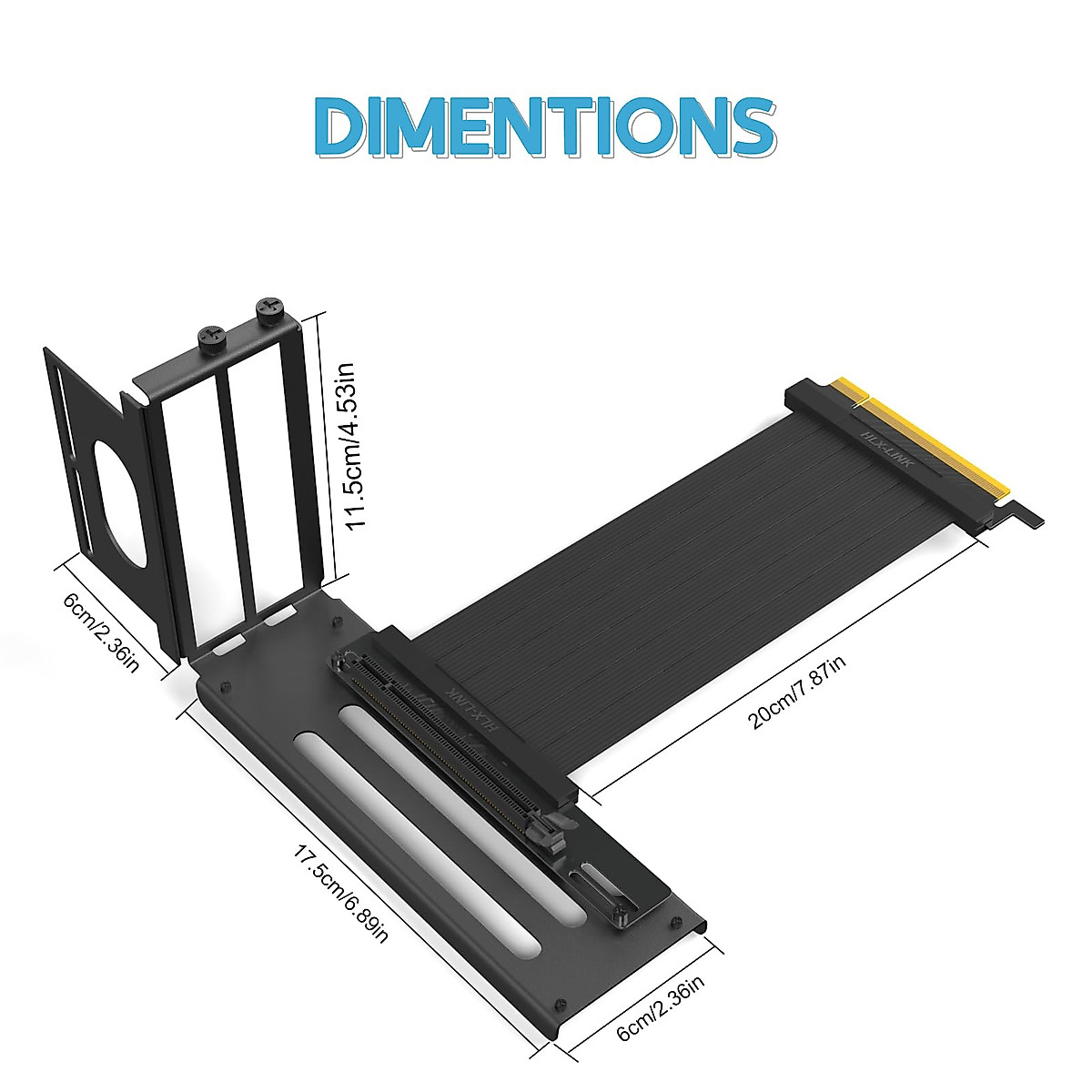 IBEST IMPETUS Vertical GPU Mounting Bracket Graphics Card Holder Kit with PCIE Riser Cable 90 Degree Right Angle 25cm Black