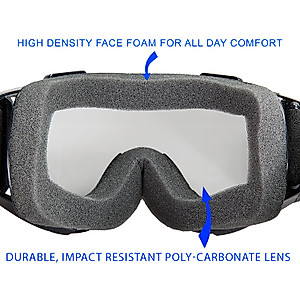 Raider 26-010 Black Frame/Clear Single Lens Impact-Resistant Youth MX Off-Road Goggles