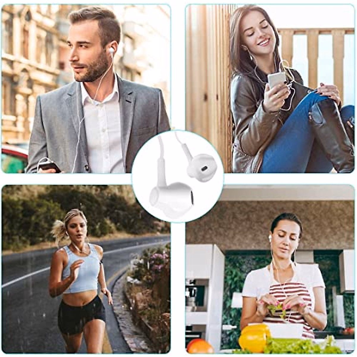 DZHJKIO Earbuds Wired in Ear Earphones Headphones with Microphone and Remote Noise Isolating, Stereo Pure Sound and Powerful Bass Fits All 3.5mm Interface Device (White)