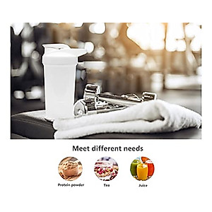 YAYAYOUNG Shaker Bottle Protein Shakes Cup and 16-Ounce/500ML Shaker Bottle with Whisk Balls, Protein Shaker Bottle Set, Free of BPA plastic (Bule+White(2PCS))