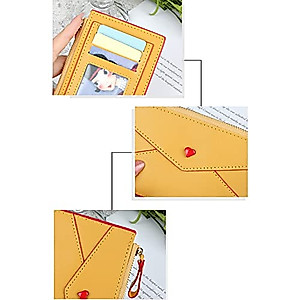 5pcs Women PU Leather Business Card Holders Short Mini Cute Thin Wallets Small Coin Purse Money Bag Cover Organizer Case (E)