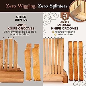 Bread Slicer for Homemade Bread (Hard Maple Wood) – 4 Different Thickness Options for Even and Consistent Bread Slices - Compact Foldable Bread Slicing Guide with Optimal Knife Grooves