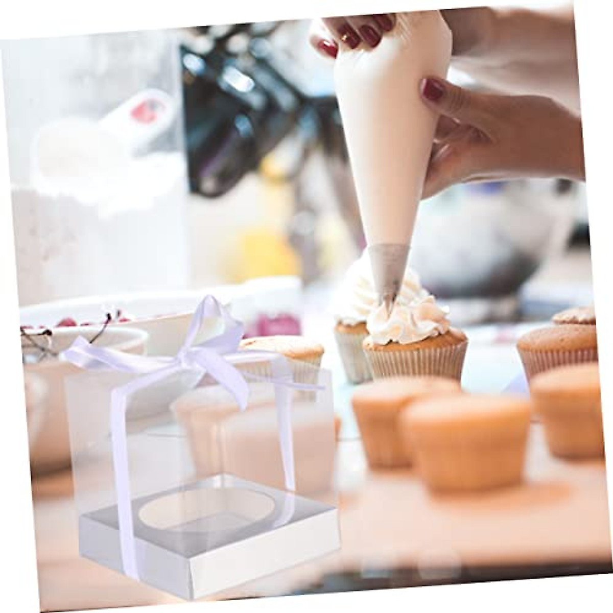 MAGICLULU 10pcs Cupcake Packing Boxes Cupcake Wrappers Mini Cake Box Mini Cakes Cookie Cake Desserts Carrier Container Cake Container White Bakery Boxes Backing Cake Case Chocolate Case Pvc